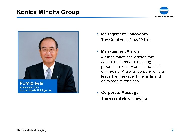 Konica Minolta Company presentation 1 Konica Minolta