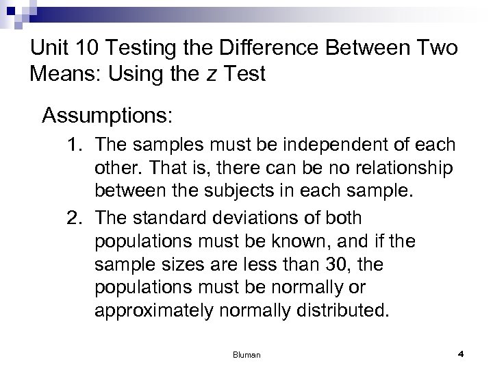 Unit 10 Testing the Difference Between Two Means