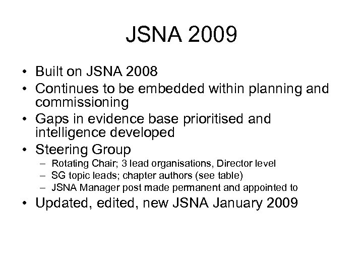 Nottingham s Joint Strategic Needs Assessment JSNA Jean Robinson