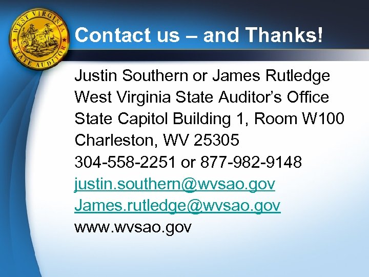 West Virginia State Auditor Civics Education Seen Through