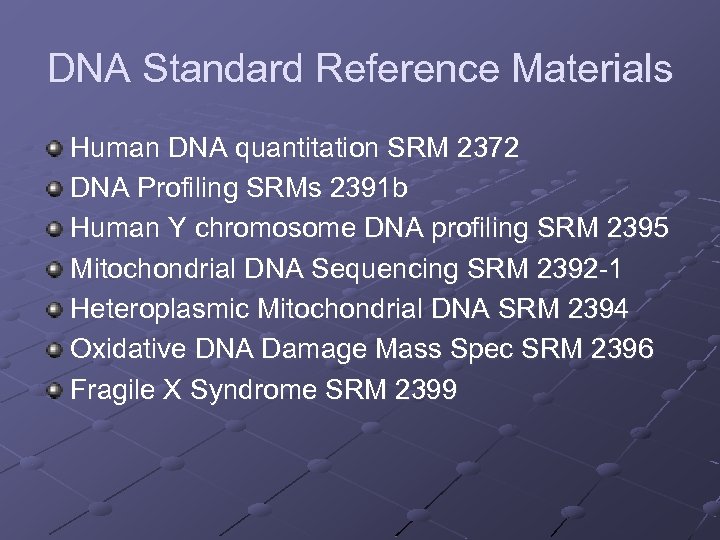 NIST Standard Reference Material Project Pure DNA Standard