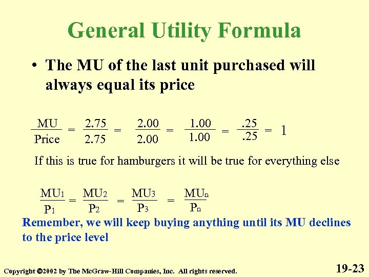 Chapter 19 Theory of Consumer Behavior Copyright 2002