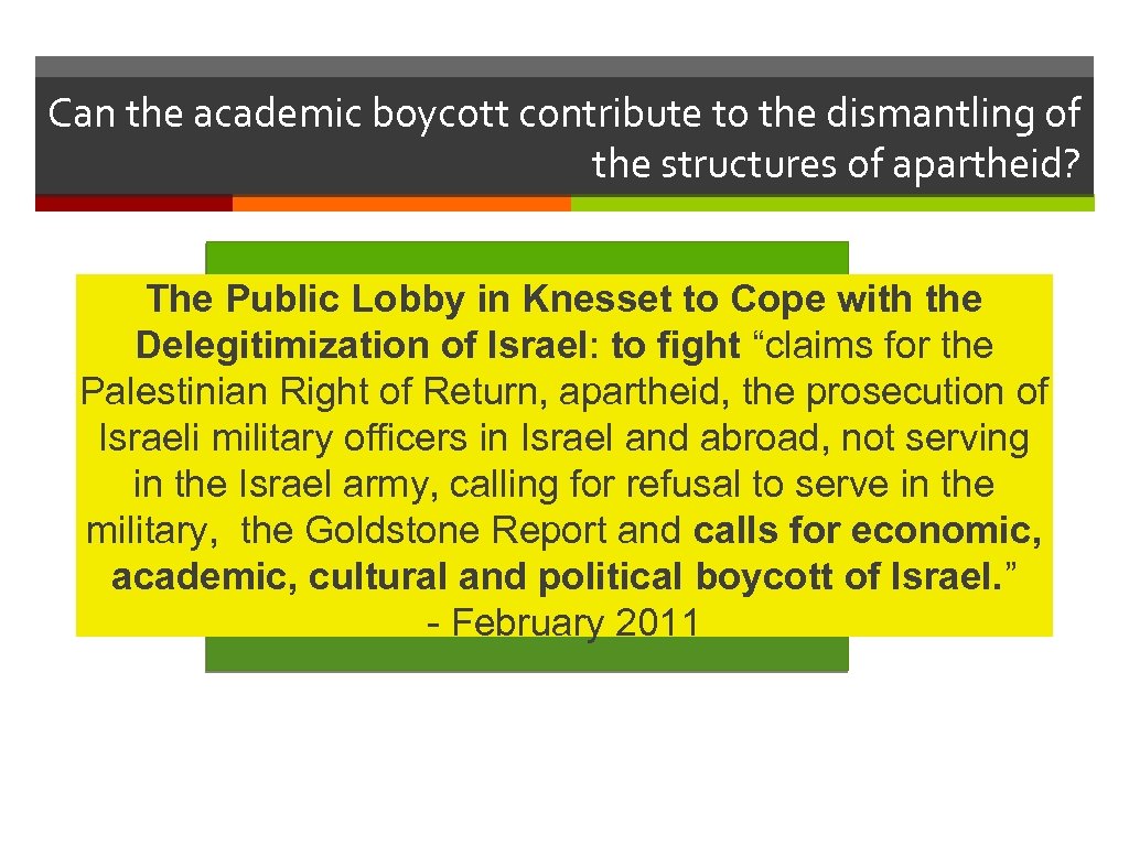 Supporting an Academic Boycott As a Path to