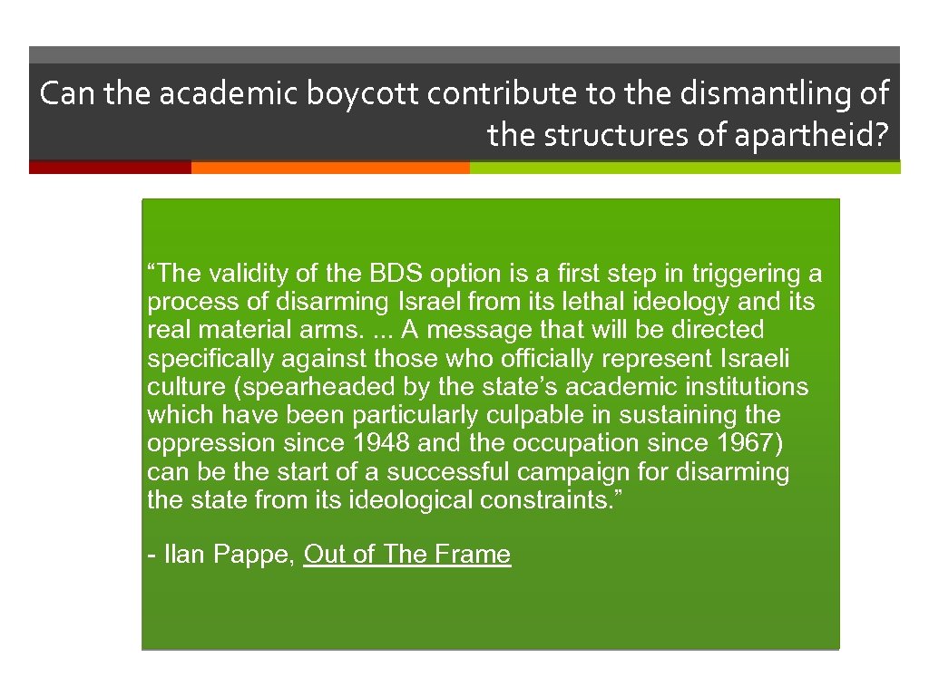 Supporting an Academic Boycott As a Path to