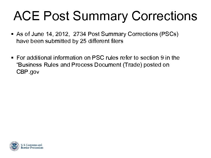 ACE Update and Broker Benefits Agenda