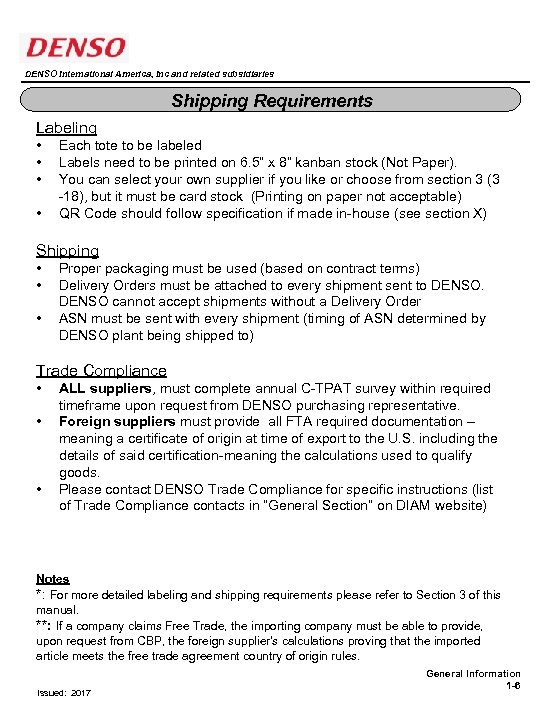 DENSO International America Inc and related subsidiaries Section