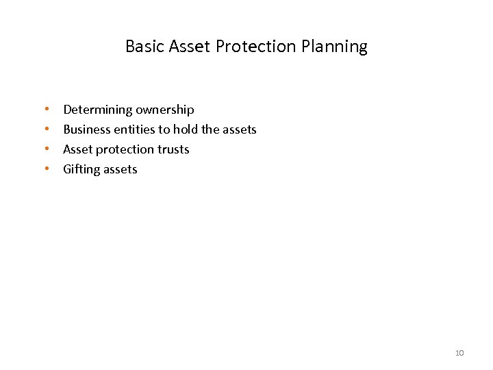 Asset Protection Planning Agenda