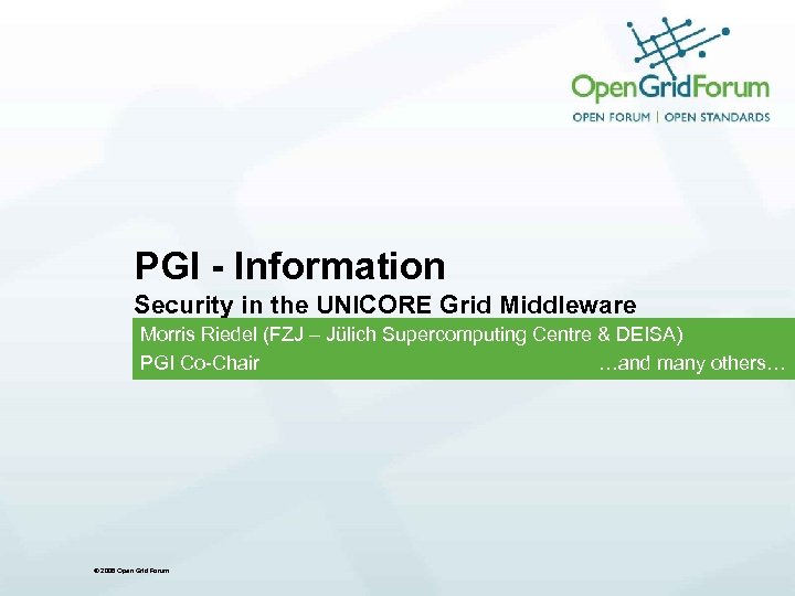 PGI — Information Security in the UNICORE Grid
