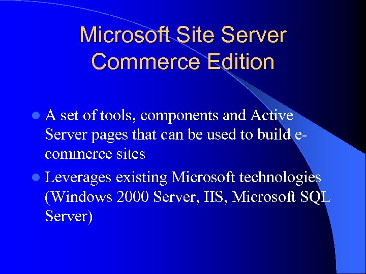 Microsoft Site Server Commerce Edition l A set