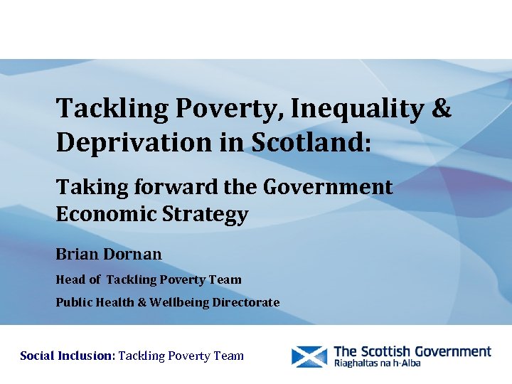 Tackling Poverty Inequality Deprivation in Scotland Taking