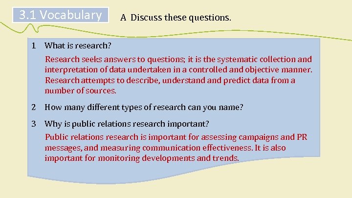 Unit 3 Public Relations Research Skills focus