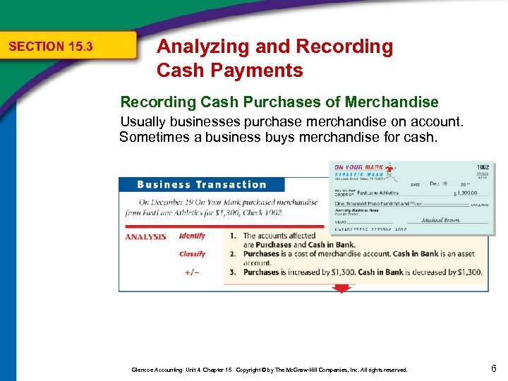 Chapter 15 Section 3 Analyzing and Recording Cash