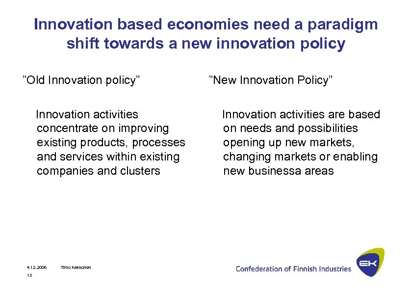 Innovation-based Growth the Development and the Future