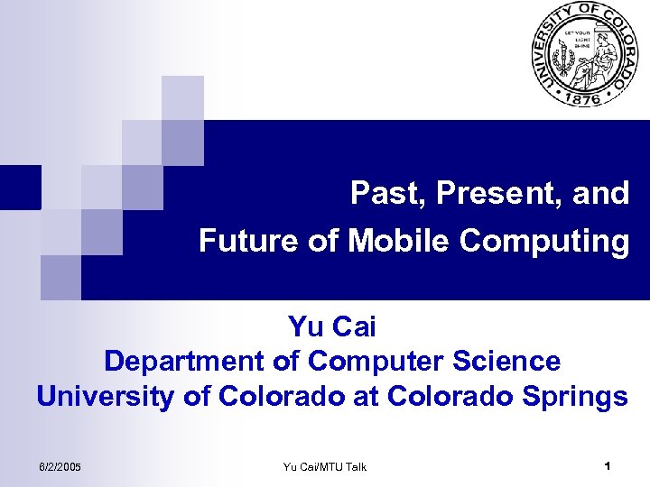 Past Present and Future of Mobile Computing Yu