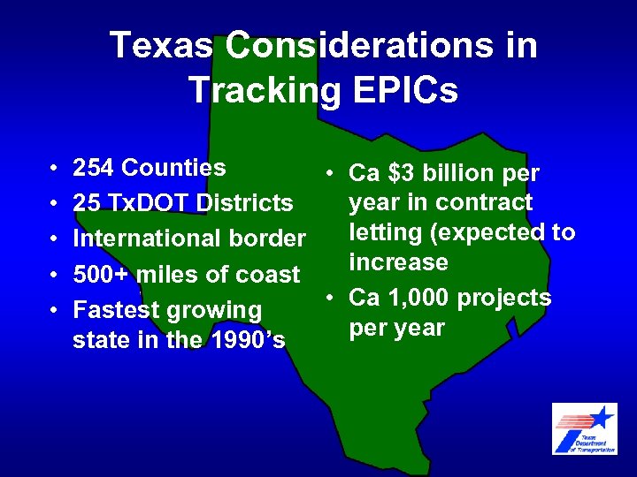 Tracking Environmental Permits Issues and Commitments EPICs by
