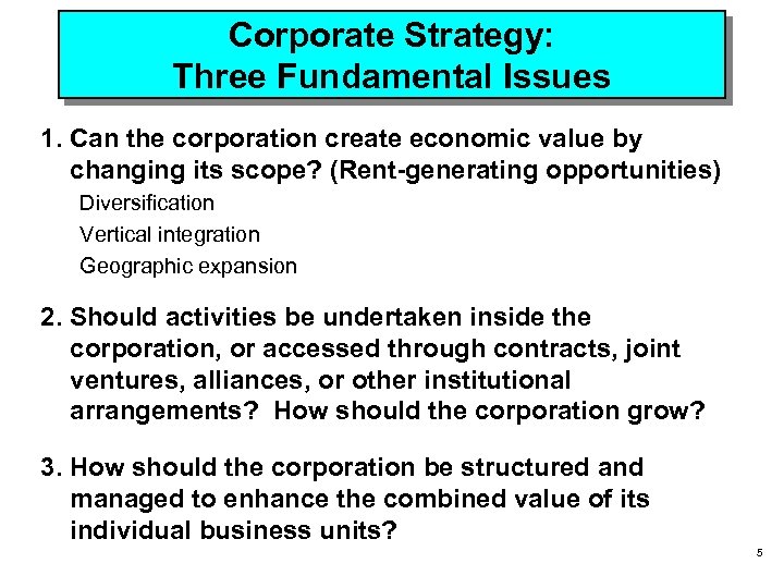 Corporate Strategy Creating Corporate Advantages 1 Defining
