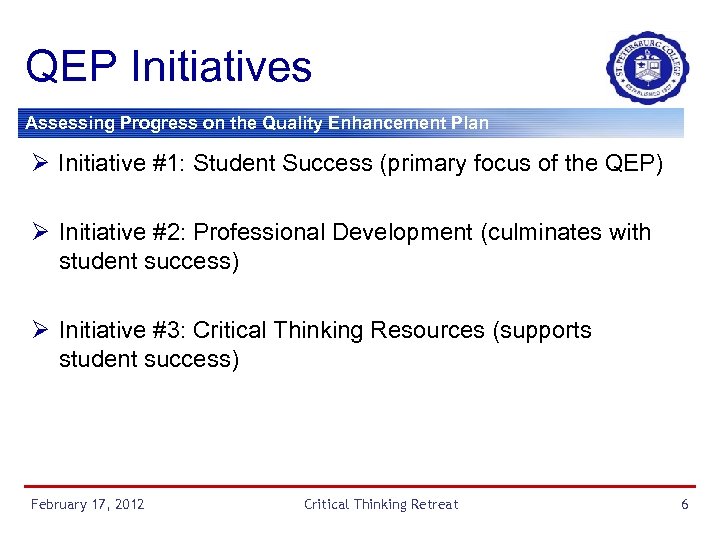 Assessing Progress on the Quality Enhancement Plan QEP