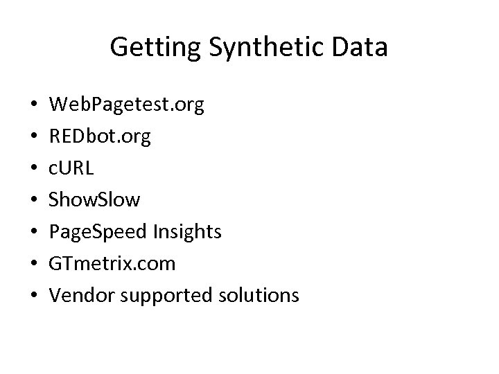 A Web Performance Dashboard Up and Running in