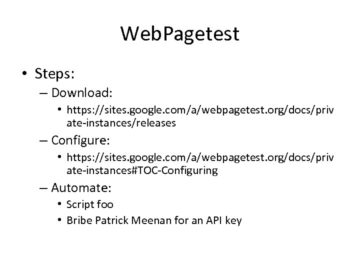 A Web Performance Dashboard Up and Running in