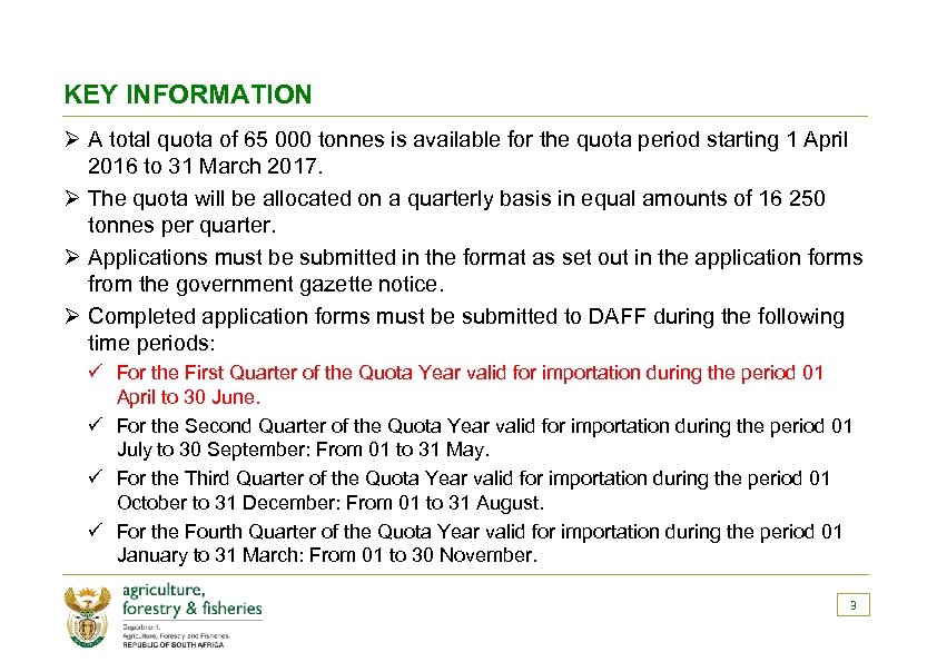 THE ADMINISTRATION OF QUOTA ALLOCATION IMPORT PERMITS BY