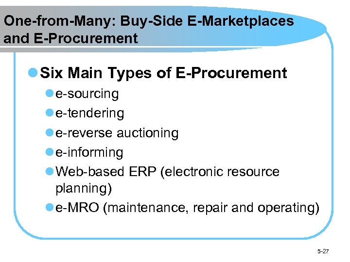 Chapter 5 B 2 B E-Commerce Learning