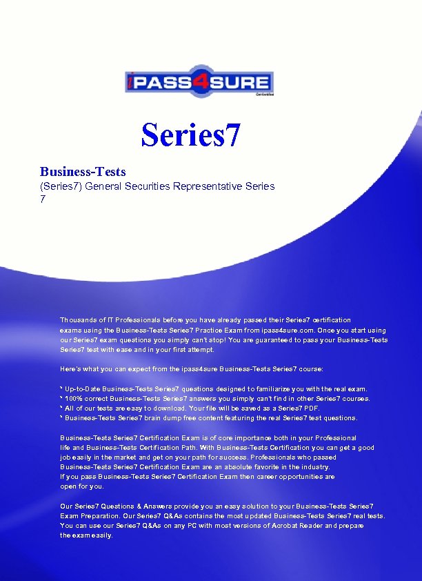 Series 7 Business-Tests Series 7 General Securities Representative