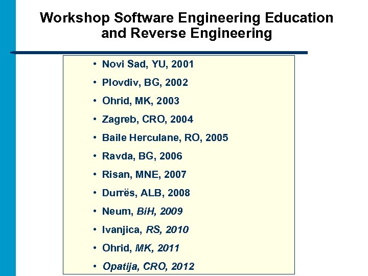 12 th Workshop Software Engineering Education and Reverse