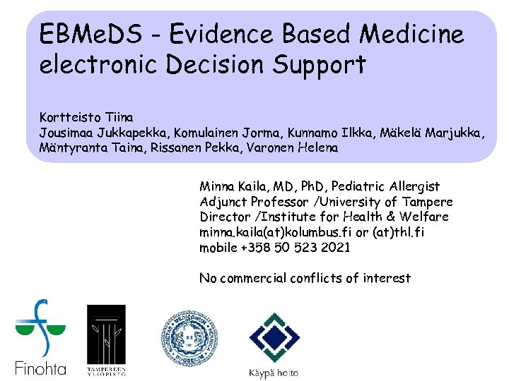 EBMe DS — Evidence Based Medicine electronic Decision