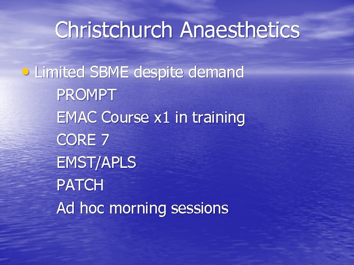 Anaesthesia Crisis Simulation Background Anaesthesia early
