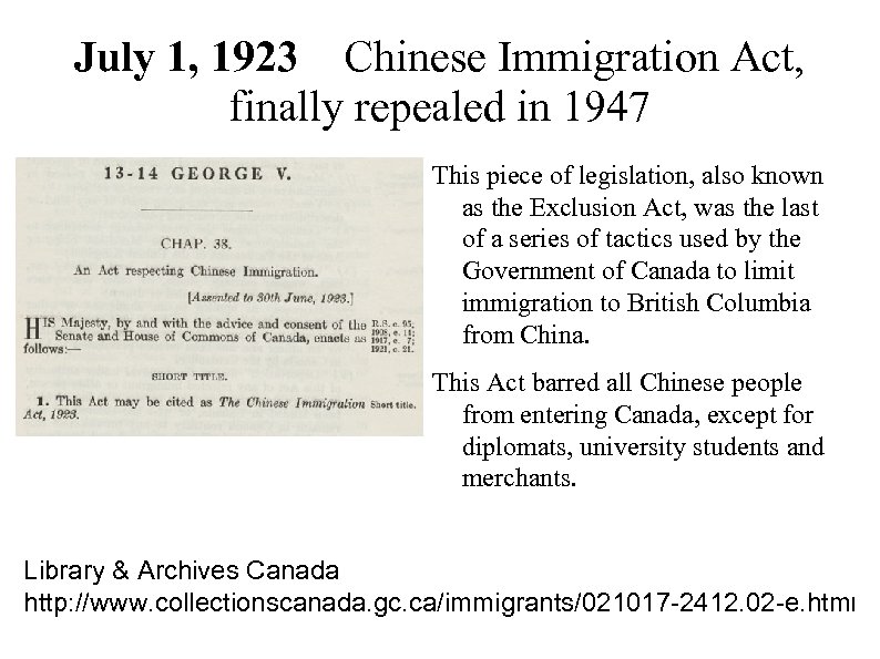 Walk Through History Legalized Racism in Canada AND