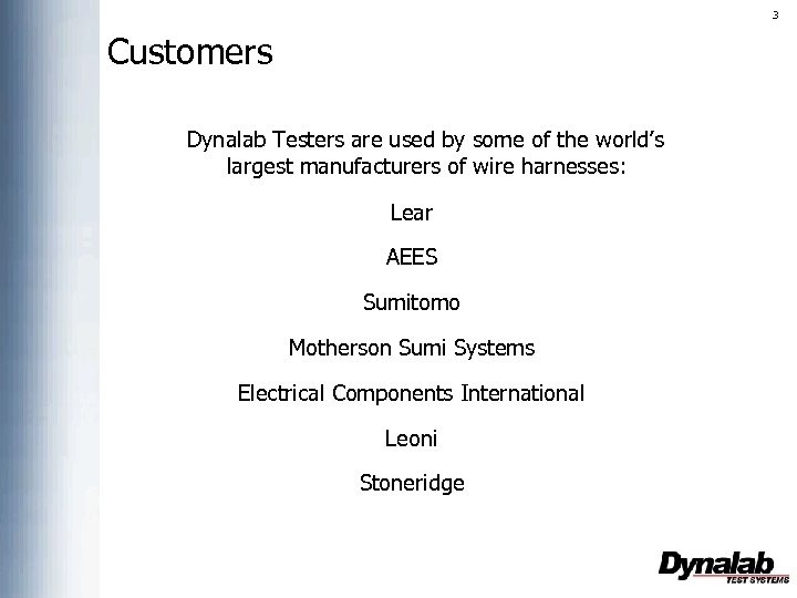 2 Dynalab Background Established in 1981