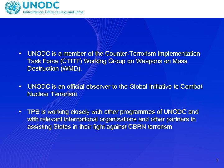 The role of UNODC TPB in CBN security Irka