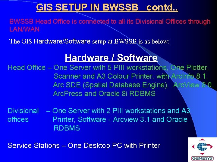 PRESENTATION ON APPLICATION OF GIS IN BWSSB ON
