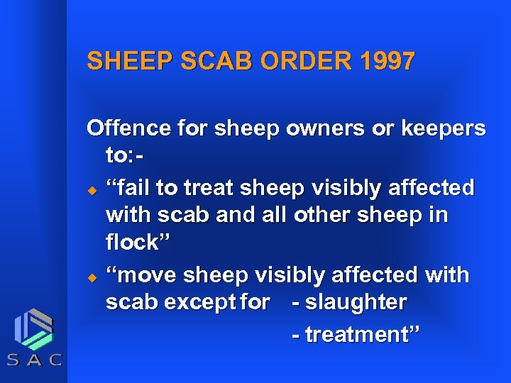 The Scottish Sheep Scab Initiative Presentation prepared by