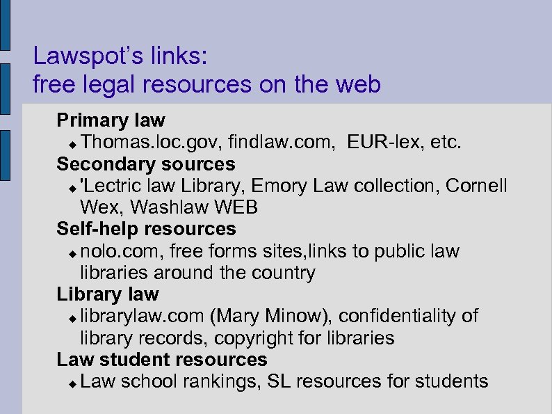 SL Lawspot Bringing the law library to the