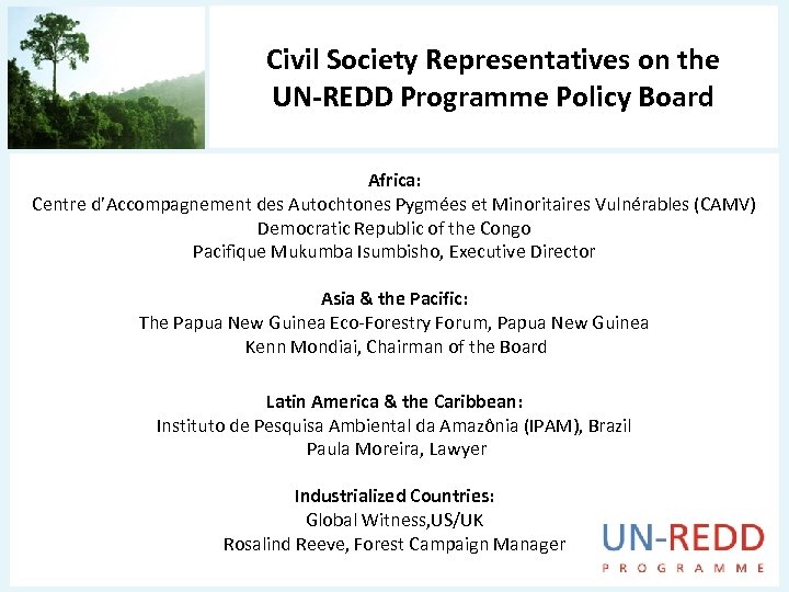 Introduction to REDD the UN-REDD Programme UN
