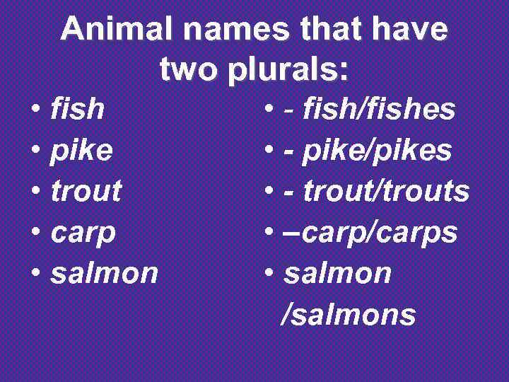 IRREGULAR PLURALS Exercise VOWEL CHANGE