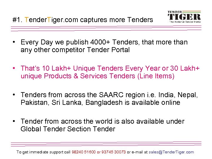 Why Subscribe www Tender Tiger com E-Procurement Technologies