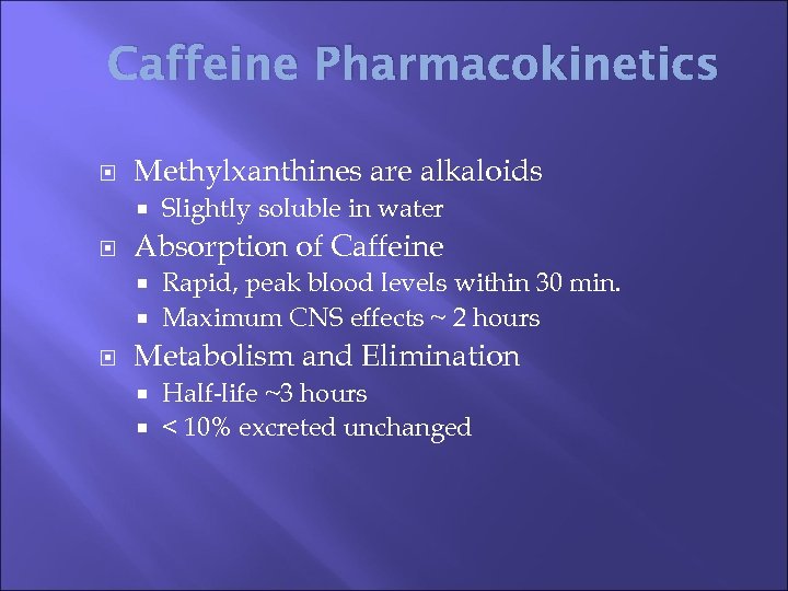 CNS STIMULANTS TOBACCO NICOTINE CAFFEINE AND OTHER