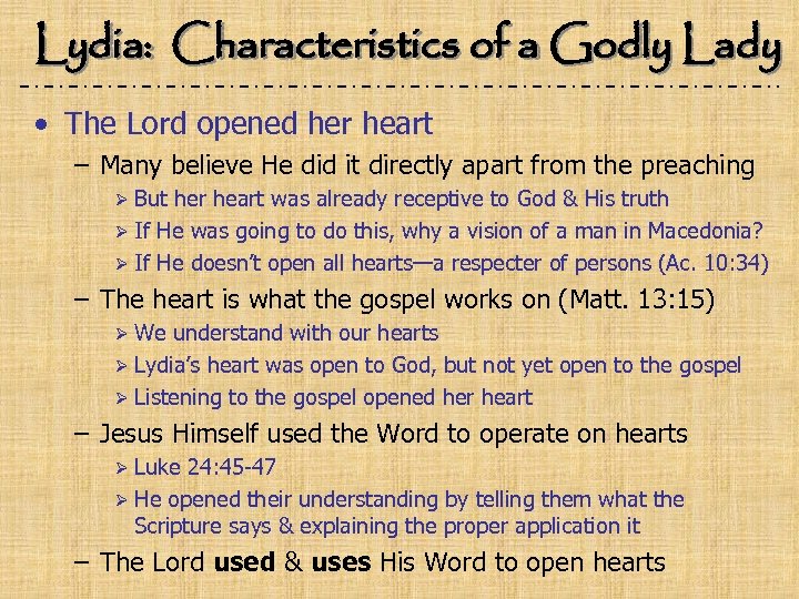 Lydia Characteristics of a Godly Lady Her