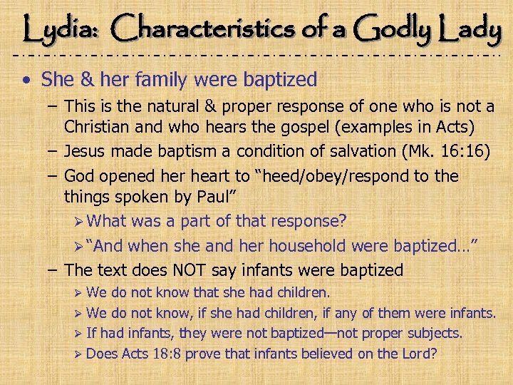 Lydia Characteristics of a Godly Lady Her