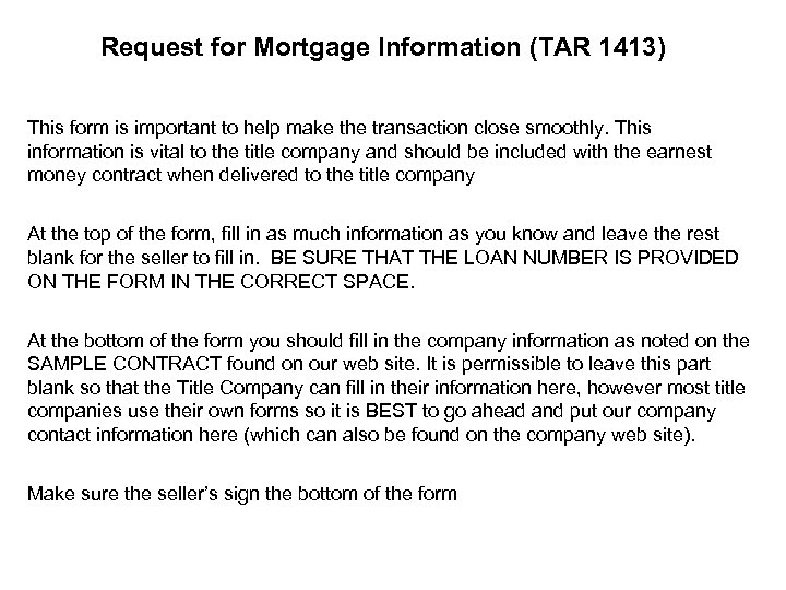 AGENT TRAINING Order of Contracts Forms 1 Information