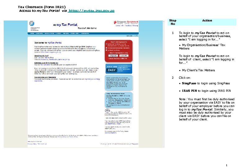 Tax Clearance Form IR 21 Access to my