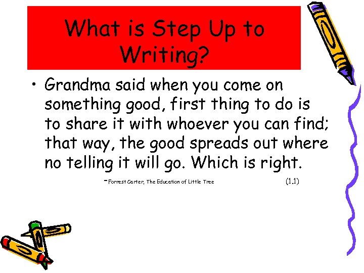 Step up to Writing Training Workshop Jennifer Nehl