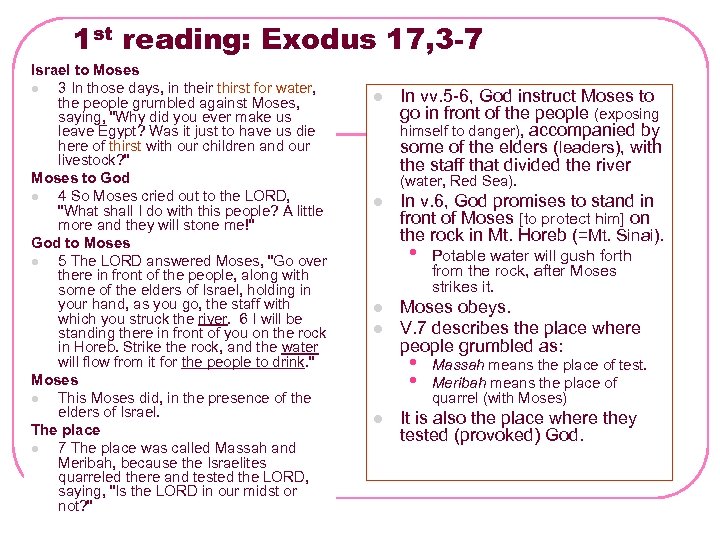 Bible Study Guide 3 rd Sunday of Lent