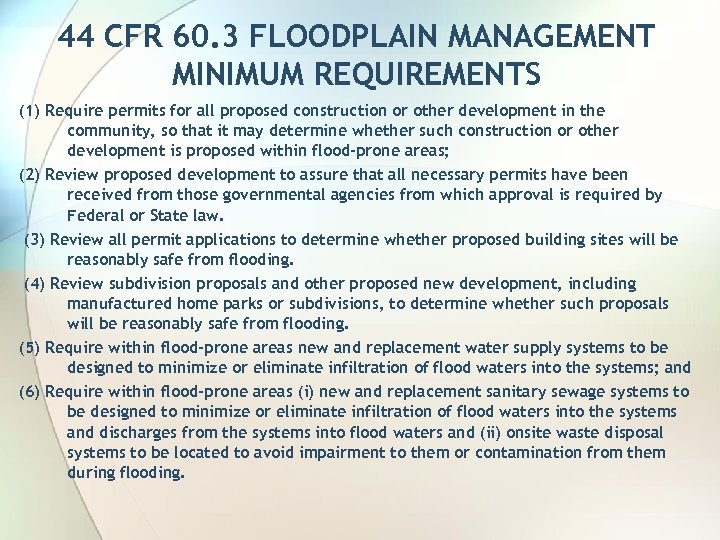 FLOODPLAIN ADMINSTRATOR DAILY GRIND Roles Process Review Key