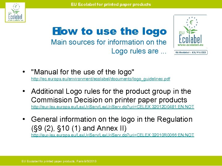 How to implement the EU Ecolabel logo in