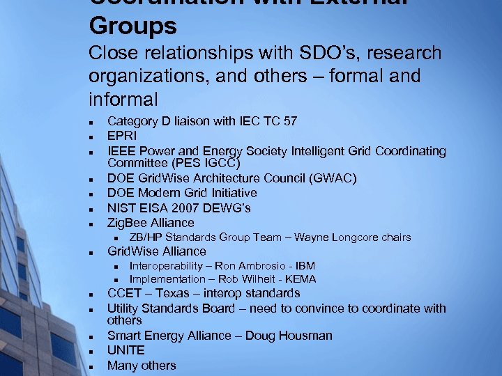 Open Smart Grid Subcommittee Organization and Overview Erich