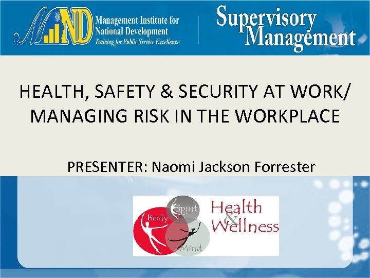 HEALTH SAFETY SECURITY AT WORK MANAGING RISK