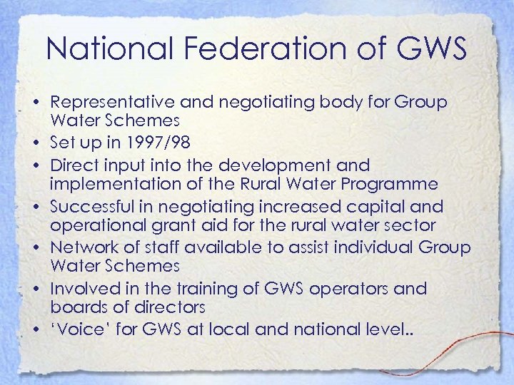 Sinead Higgins National Federation of Group Water Schemes